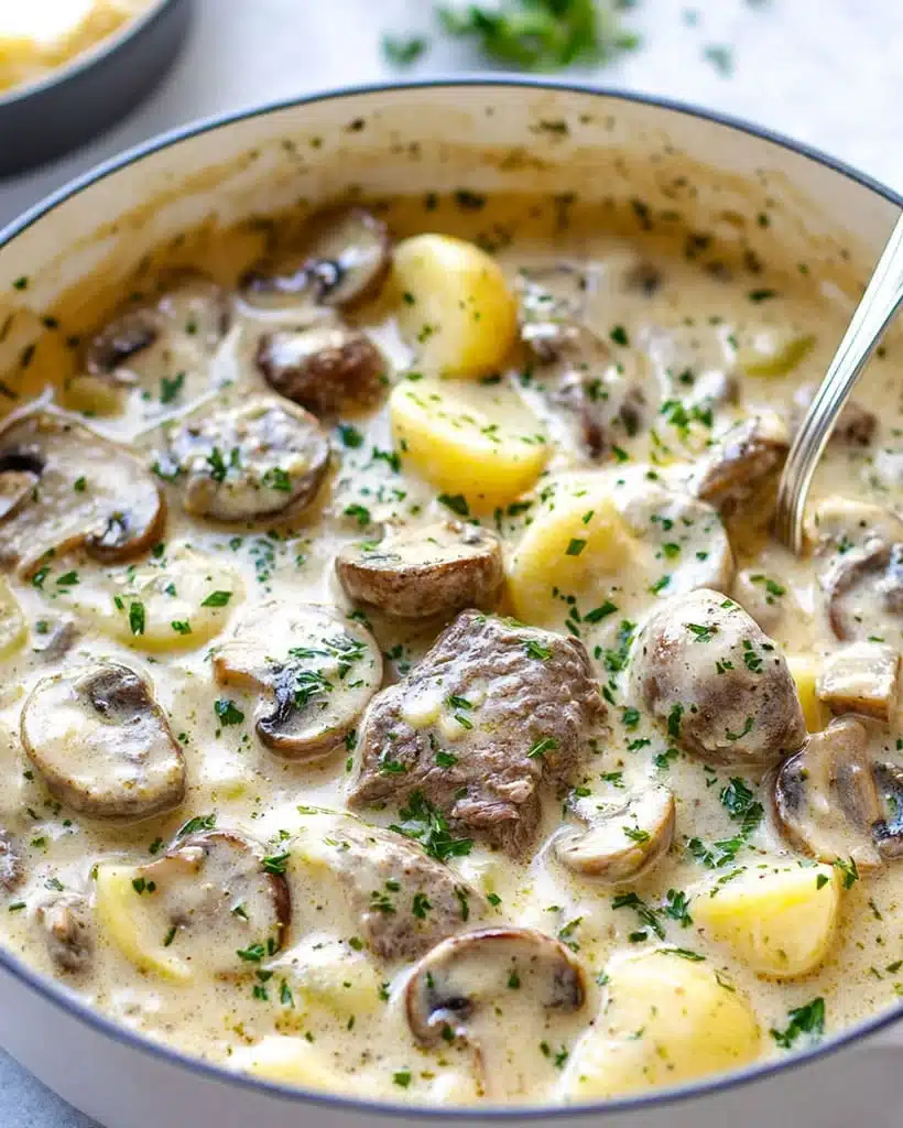Creamy Garlic Mushroom Beef Recipe – Easy Dinner