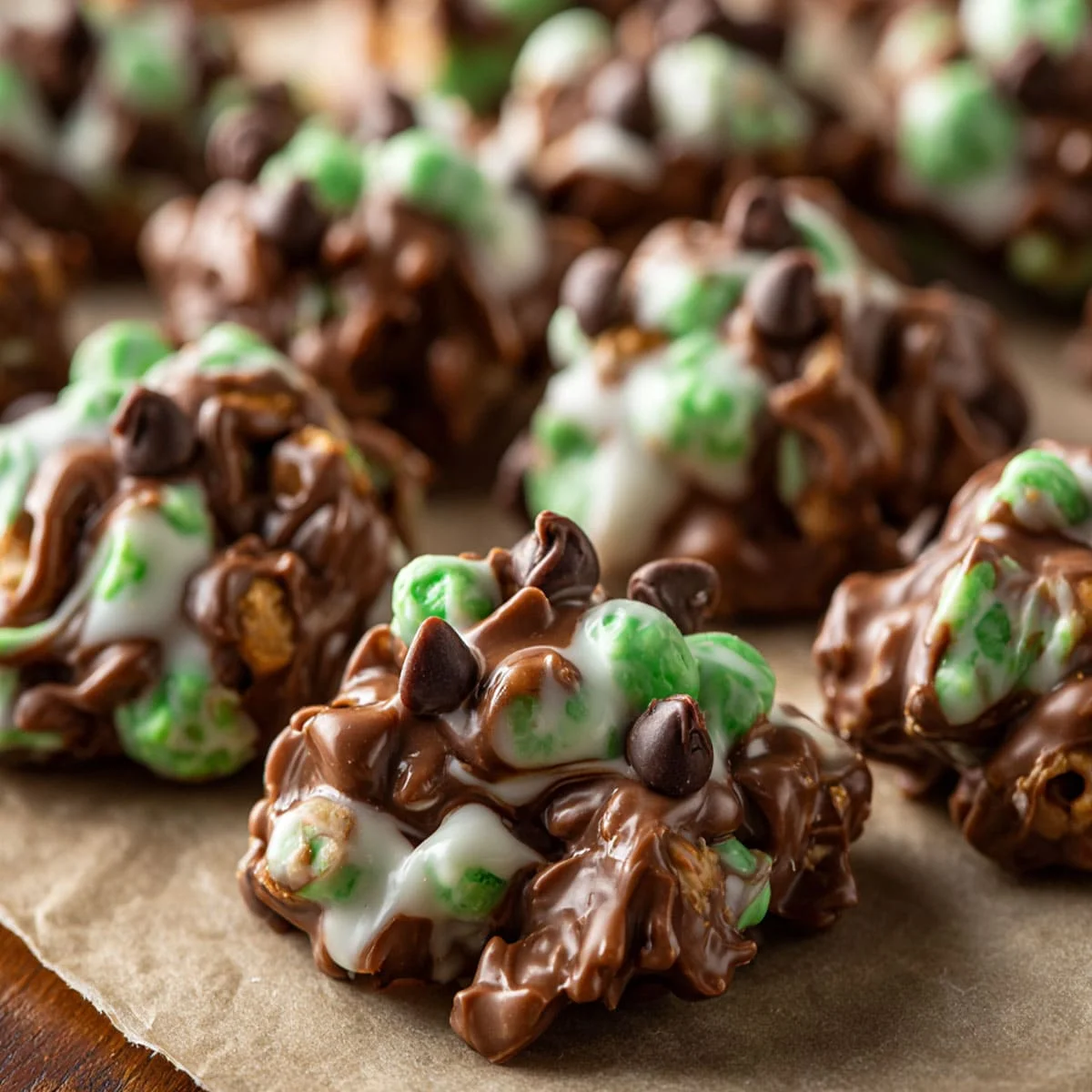 Mint Chocolate Chip Clusters – Easy No-Bake Treat